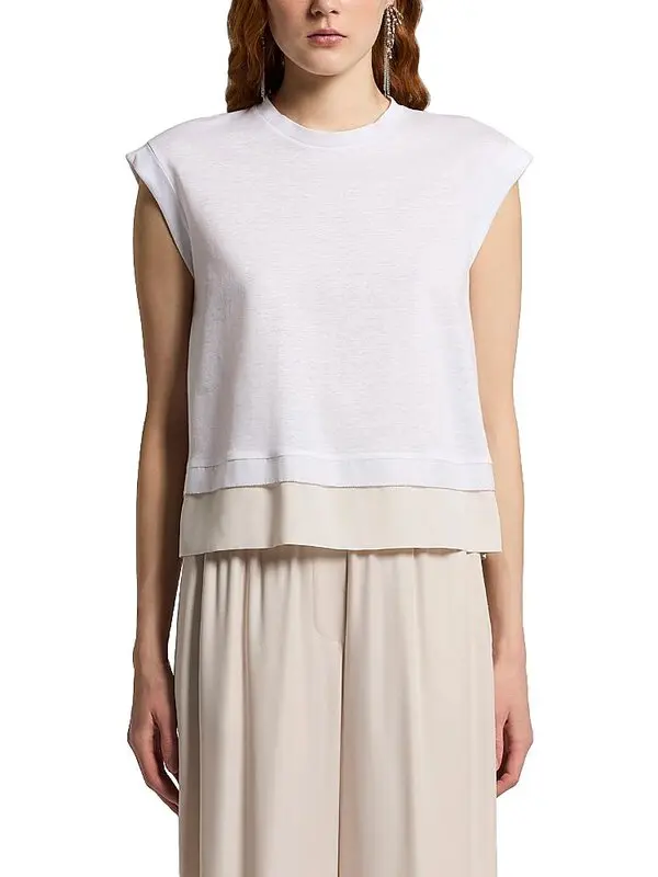 Peserico Layered Crewneck Tee - Pampas Flower White