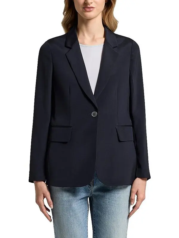 Peserico Single-breasted Crepe De Chine Blazer - Ink
