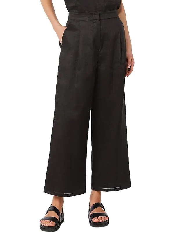 Max Mara Cropped Ramie Pants - Black