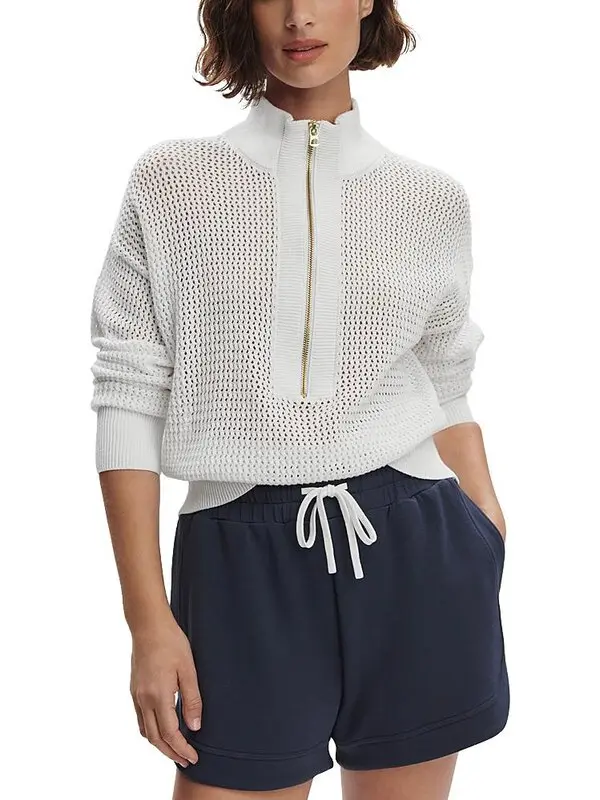 Varley Aurora Half Zip Knit Sweater - White