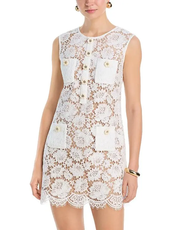 SELF-PORTRAIT Lace Mini Dress - White