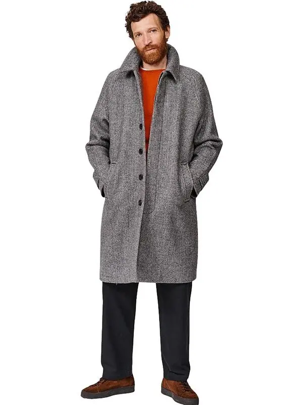 AUBIN Dawes Wool Blend Overcoat - Grey Herringbone