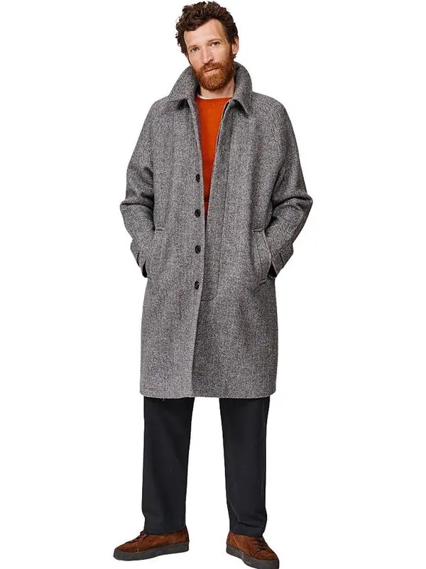 AUBIN Dawes Wool Blend Overcoat - Grey Herringbone