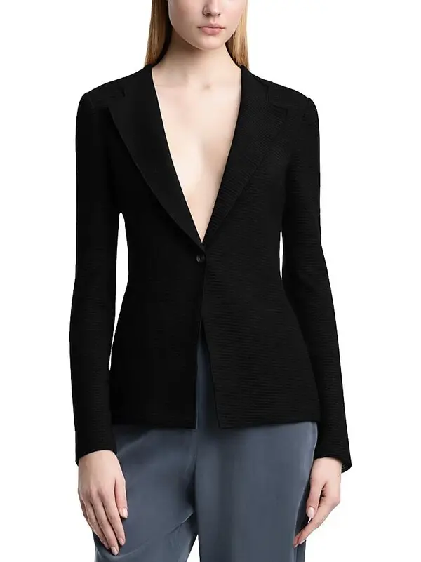 Emporio Armani Ribbed Jersey Blazer - Black