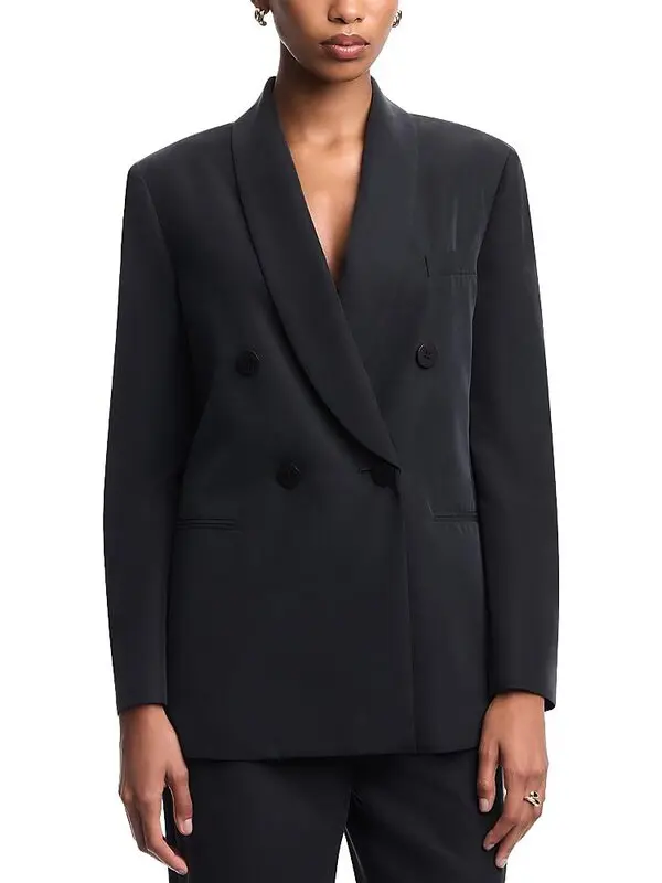 Emporio Armani Double Breasted Shawl Lapel Blazer - Black