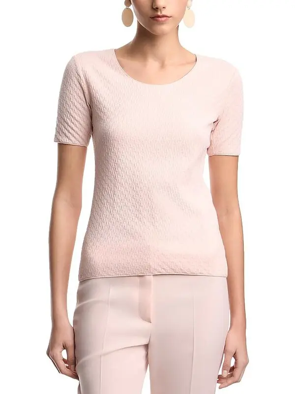 Emporio Armani Stretch Jersey Geometric Jacquard Top - Dawn