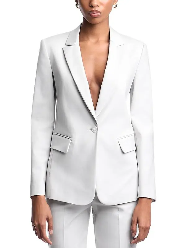 Emporio Armani Stretch Cotton Single-breasted Blazer - Ice Grey