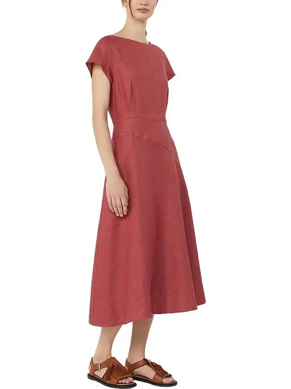 Max Mara Wkdesordio Linen Canvas Midi Dress - Cherry