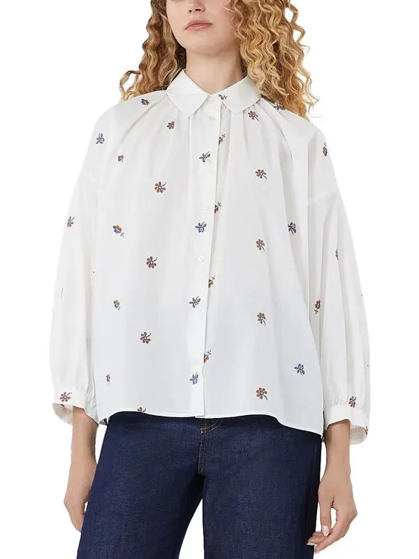 Max Mara Embroidered Poplin Shirt - White