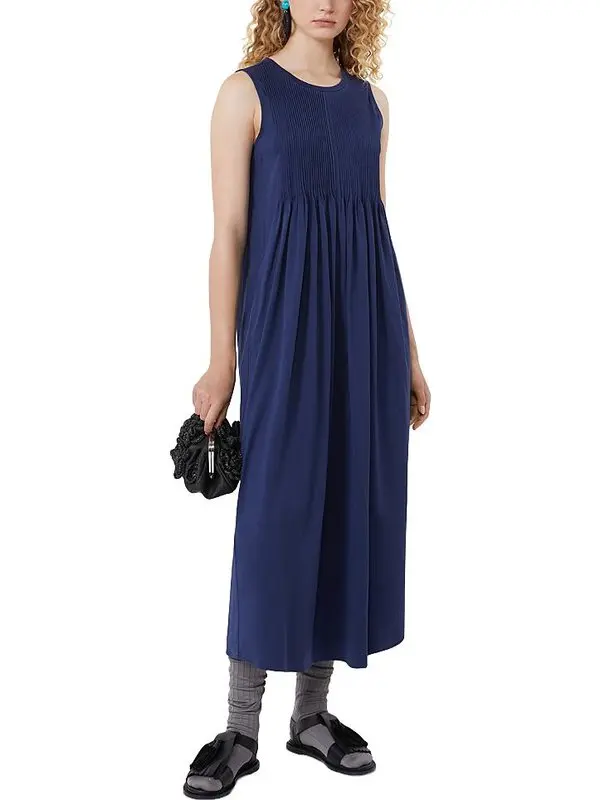 Max Mara Wkdricordo Pintuck Dress - Navy