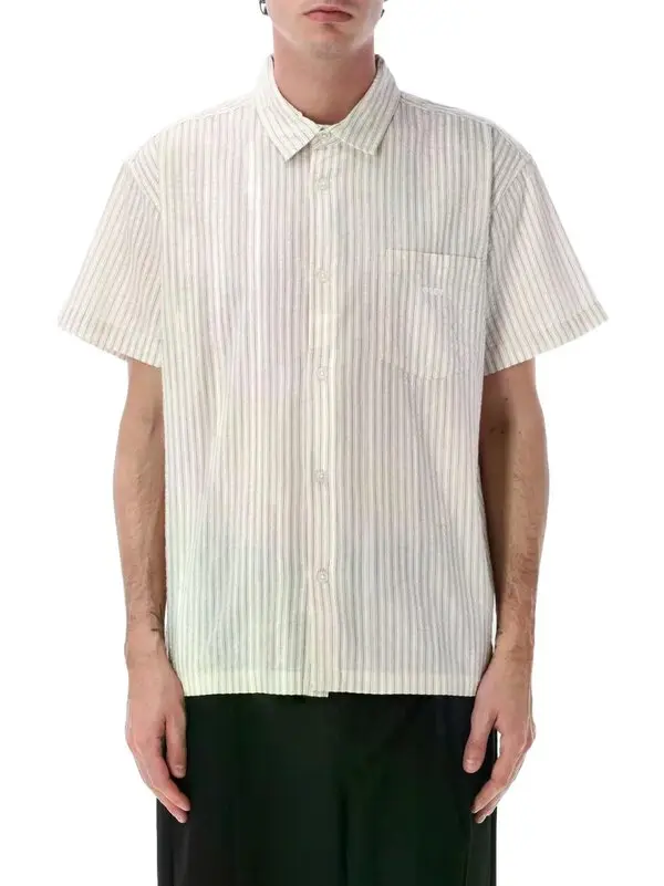 Obey Alan Striped Chest-pocket Shirt - Neutrals