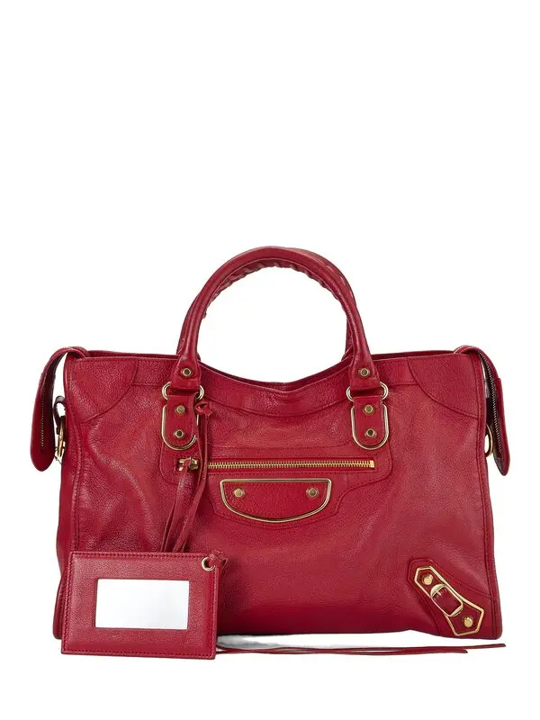 Balenciaga Metallic Edge Classic City Bag - Red
