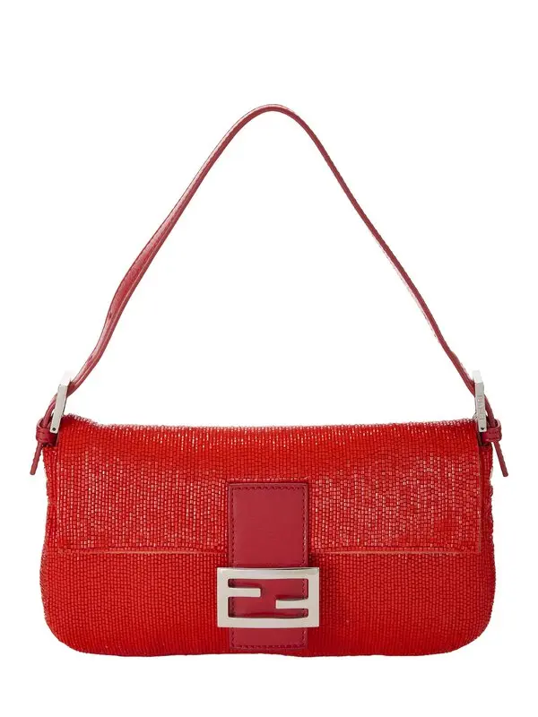 Fendi Beaded Baguette - Red