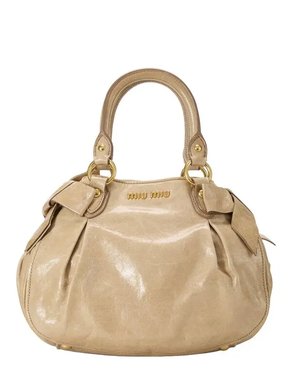 Miu Miu Calfskin Convertible Handbag - Beige