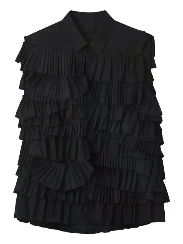 ALAINPAUL Sleeveless Ruffled Top - Black