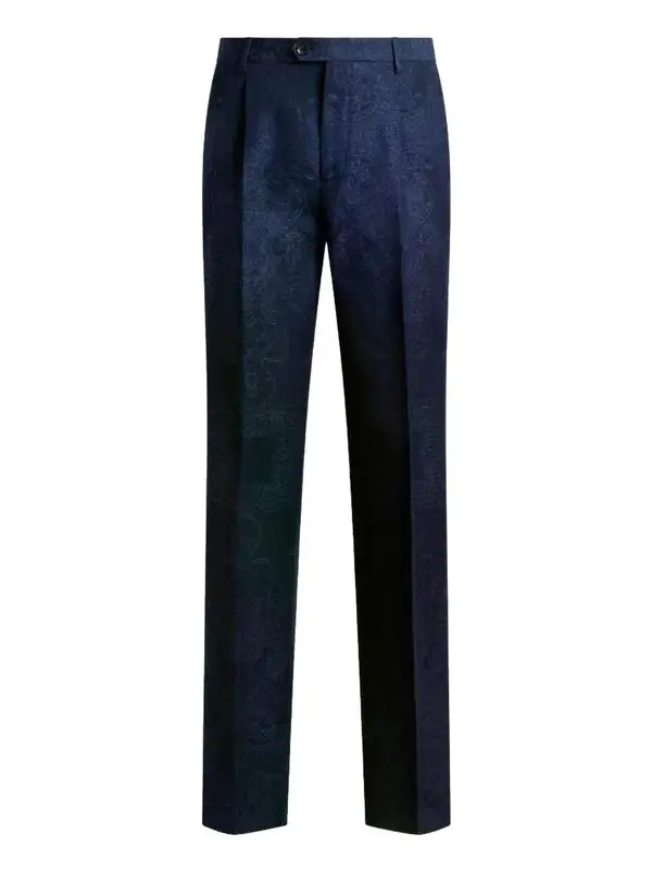 Etro Jacquard Paisley Trousers - Blue