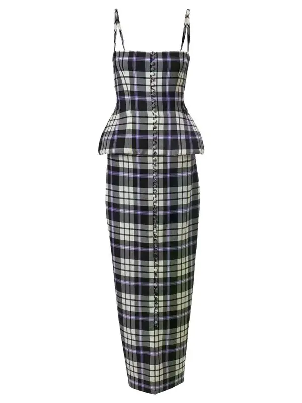 Carolina Herrera Plaid Peplum Dress - Black