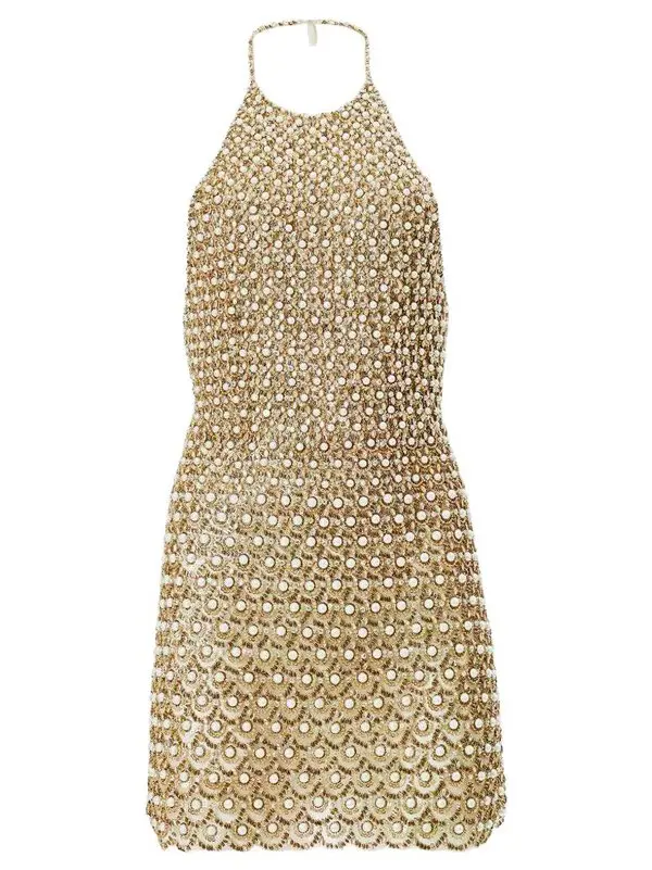 Carolina Herrera Embellished Halterneck Mini Dress - Gold