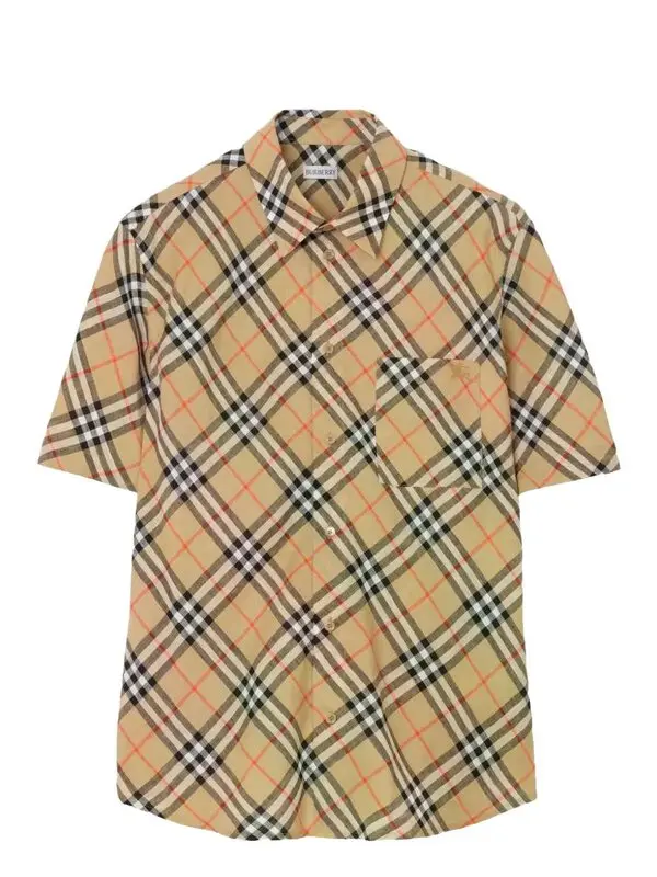 Burberry Relaxed Fit Check Linen Shirt - Neutrals