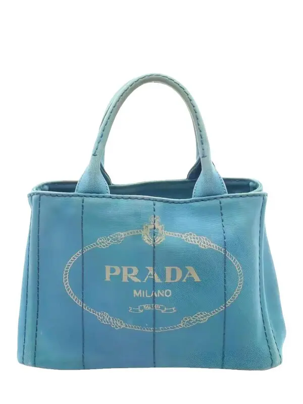 Prada 2000s Logo-detail Canvas Tote Bag - Blue