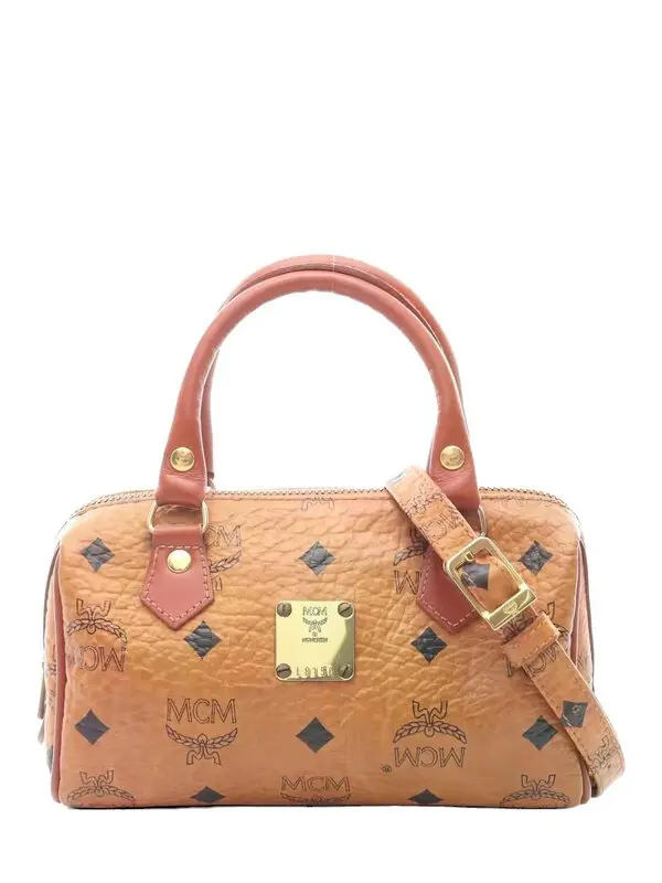 Mcm 2000s Mini Boston Visetos Monogram Handbag - Brown