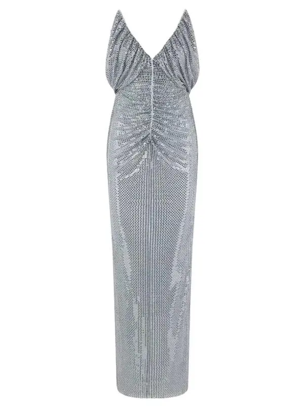 SELF-PORTRAIT V-neck Embellished Maxi Dress - Blue