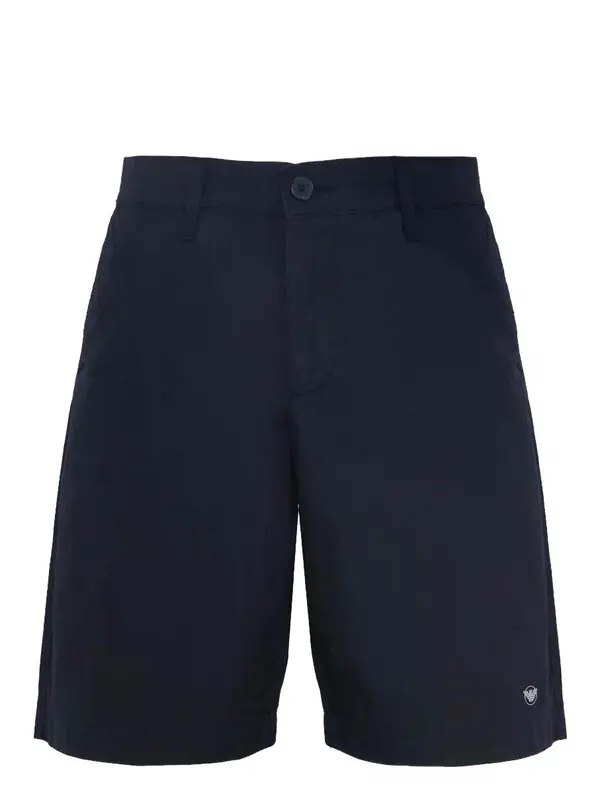 Emporio Armani Logo-detail Cotton Bermuda Shorts - Blue
