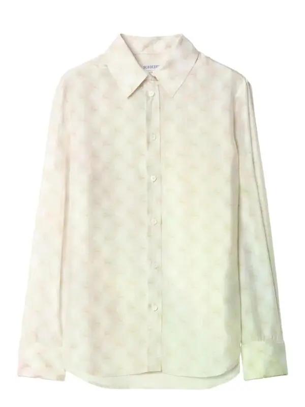 Burberry Regular Fit Ekd Checkerboard Silk Shirt - Neutrals