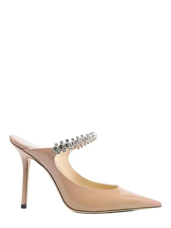 JIMMY CHOO Crystal-embellished Mules - Neutrals