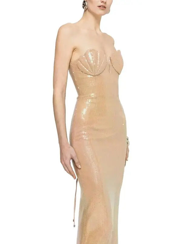 NISSA Sequin Fitted Maxi Gown - Neutrals