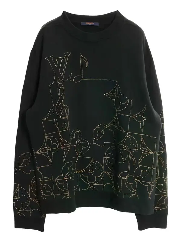 LOUIS VUITTON 2010s Embroidered Sweater - Black