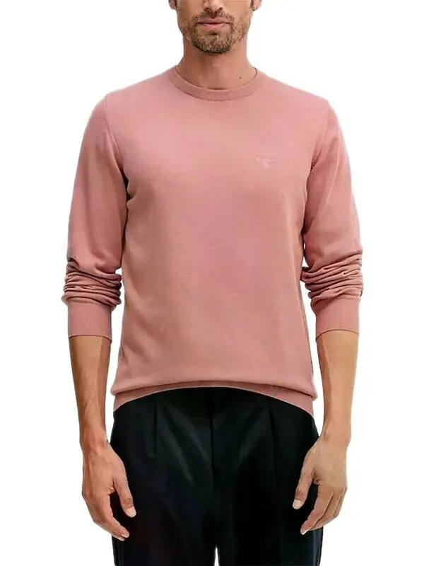 Barbour Embroidered-logo Crew-neck Sweater - Pink