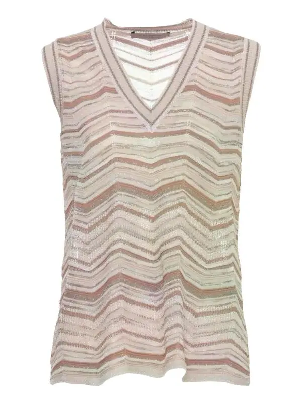 D.exterior V-neck Chevron Top - Neutrals