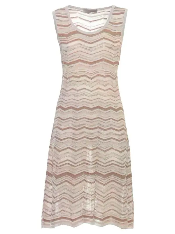D.exterior Sleeveless Zigzag Midi Dress - Neutrals