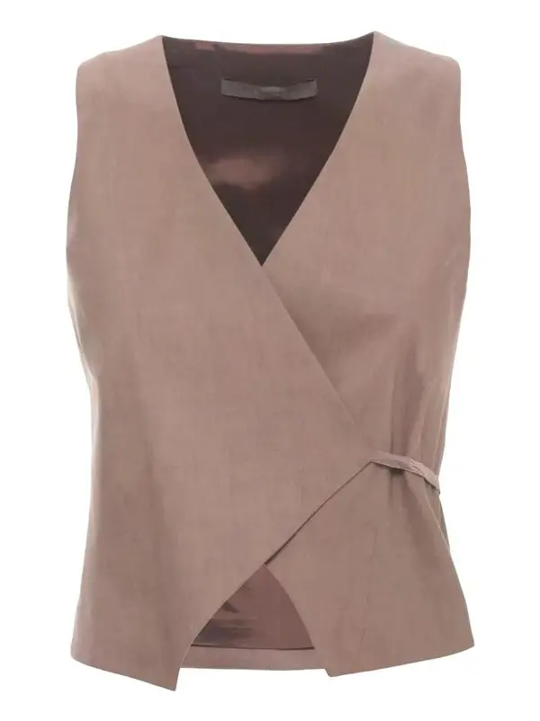 D.exterior Sleeveless Waistcoat With Tie Detail - Neutrals
