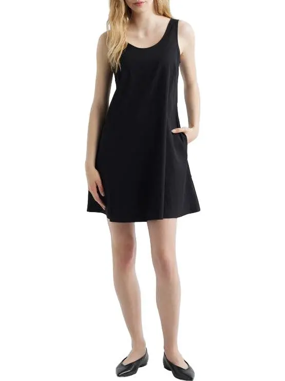 Theory Stretch Linen Blend Tank Dress - Black