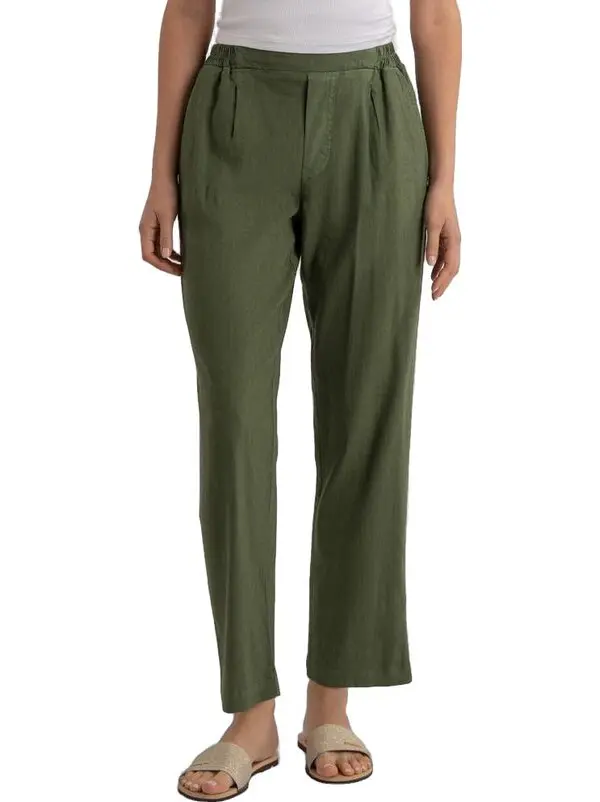 Kut From The Kloth Rosalie Tapered Linen-blend Pants - Dill
