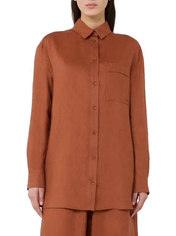 MM BY MAX MARA Linen Longline Shirt - Rust