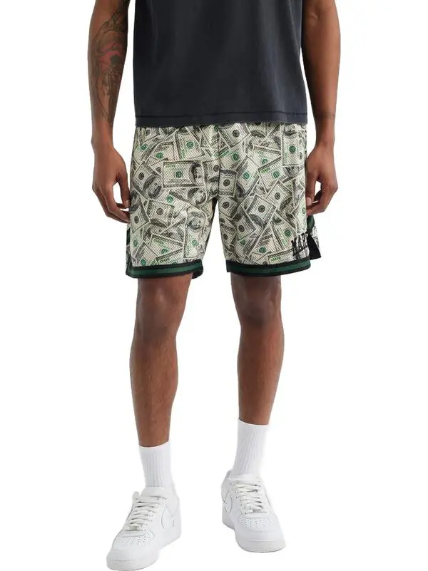 MARKET Money Arc Perforated Game Shorts - Green Multi