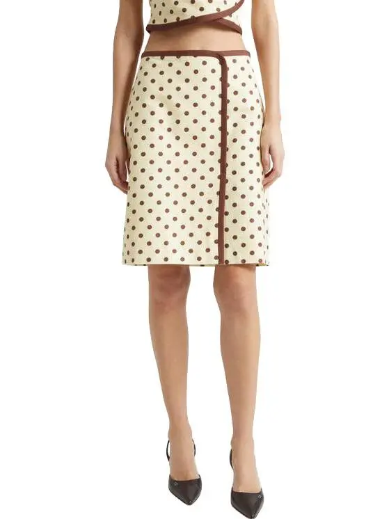 Posse Bowie Polka Dot Pencil Skirt - Vanilla/choc