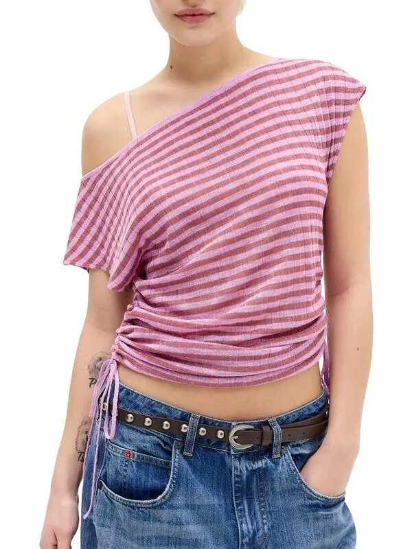 BDG URBAN OUTFITTERS Bailey Striped Top - Pink Stripe