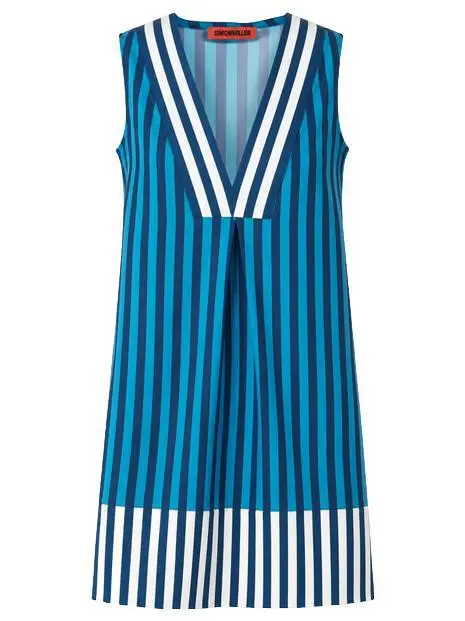 SIMONMILLER Mar Poplin Mini Dress - Tonal Blue Combo