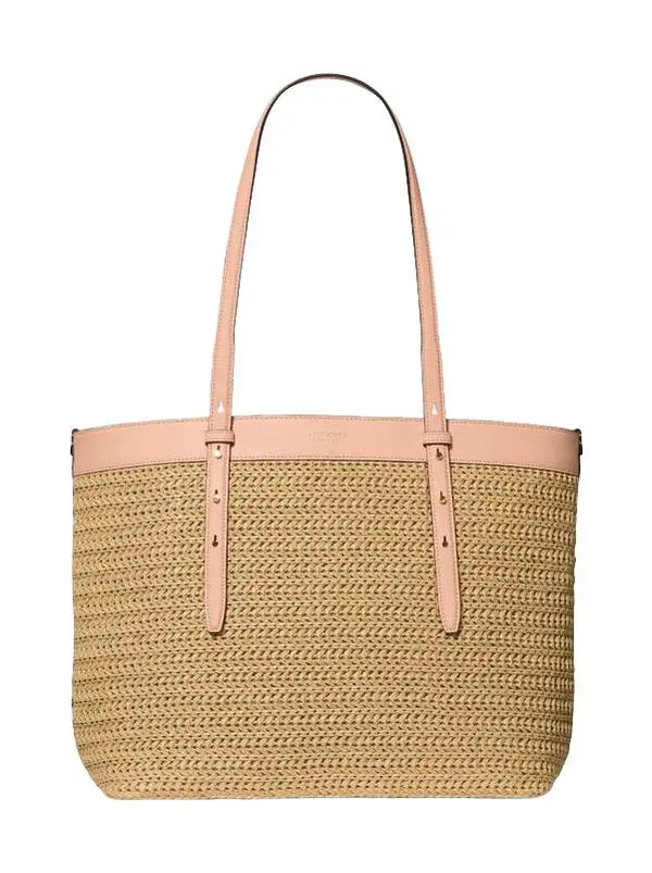 Kate Spade New York Large Straw And Leather Tote - Light Cantaloupe Multi