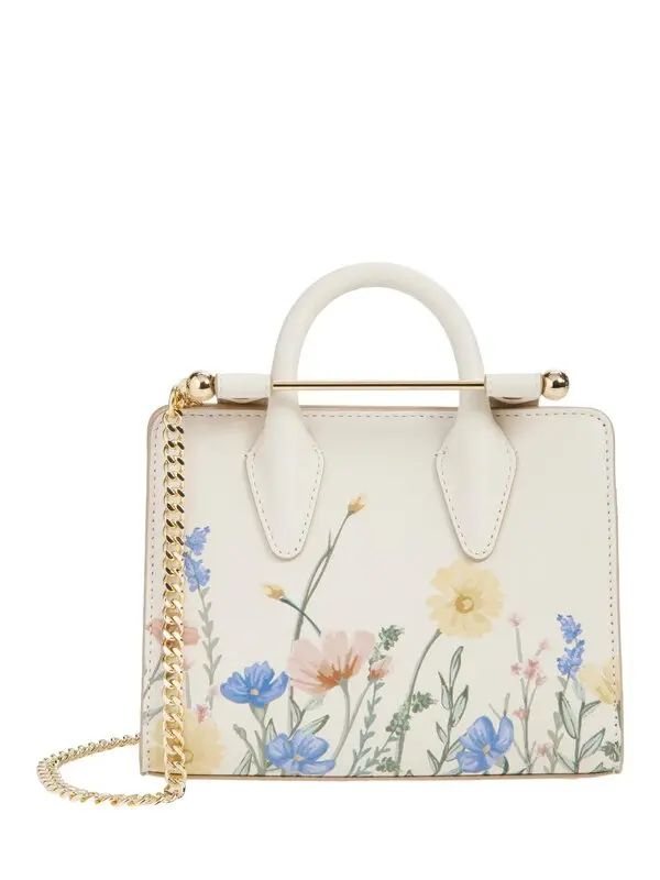 Strathberry Nano Floral Print Leather Tote - White