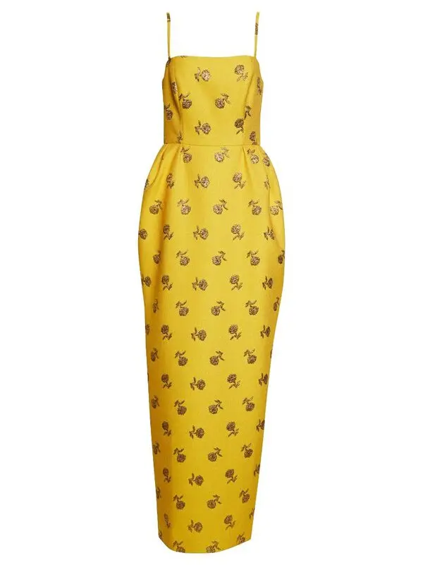 Carolina Herrera Carnation Jacquard Bell Gown - Saffron Multi