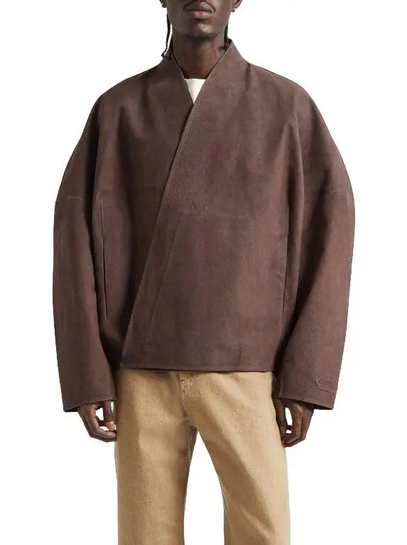 Jacquemus The Berger Wrapped Suede Jacket - Dark Brown