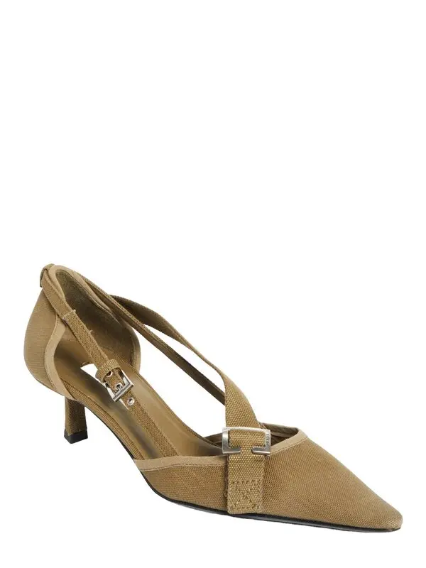 Prada Pointed Toe Kitten Heel Pumps - Militare