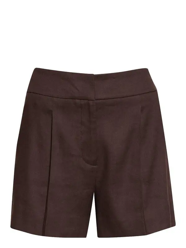Veronica Beard Haina Linen Blend Tailored Shorts - Dark Mocha