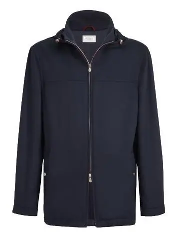 Brunello Cucinelli Lightweight Cashmere Flannel Biker Jacket - Navy Blue