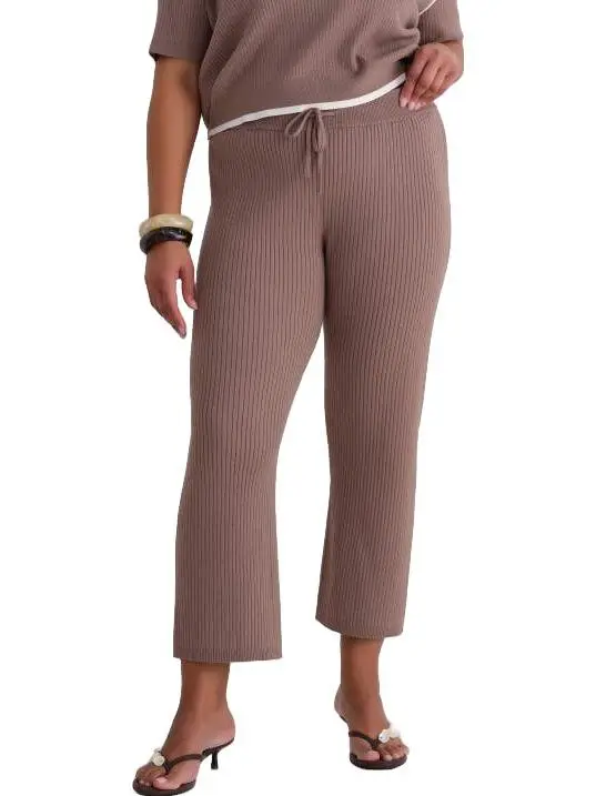 KADA Awaken Ribbed Knit Crop Pant - Terra